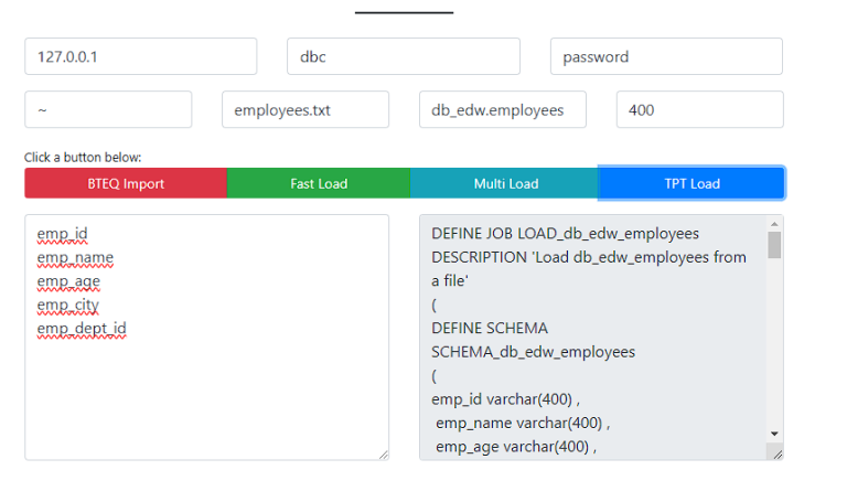 Generate Teradata scripts automatically – ETL SQL